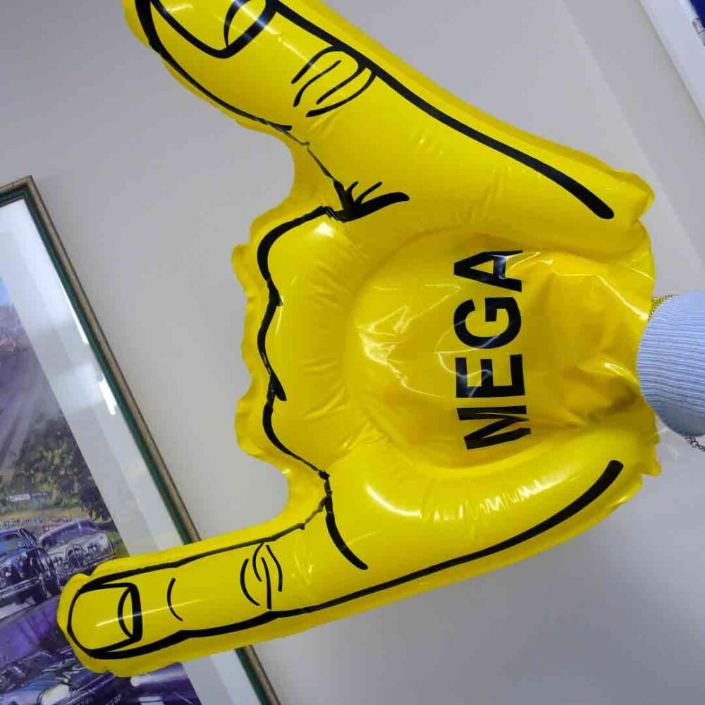 Branded Giant Inflatable Hands Stand Out In a Crowd