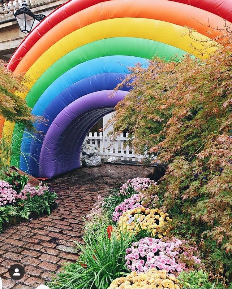 Eye-Catching Fun Custom Inflatable Rainbow at Covent Garden